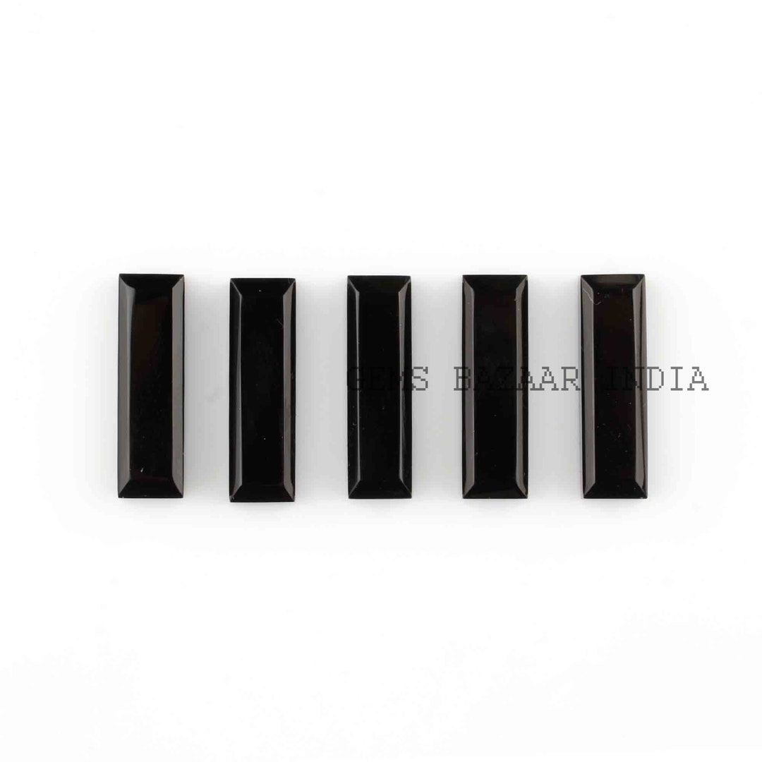 Natural Black Onyx Step Cut Jasper 6x23 MM Rectangle Shape Cabochon ...