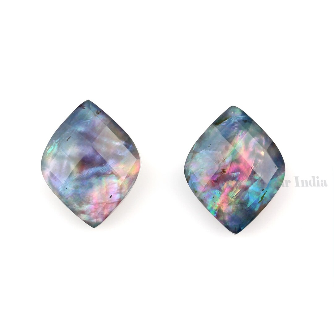 2 Pcs Abalone Doublet Quartz, 14x18mm Marquise Briolette Cut, Loose ...