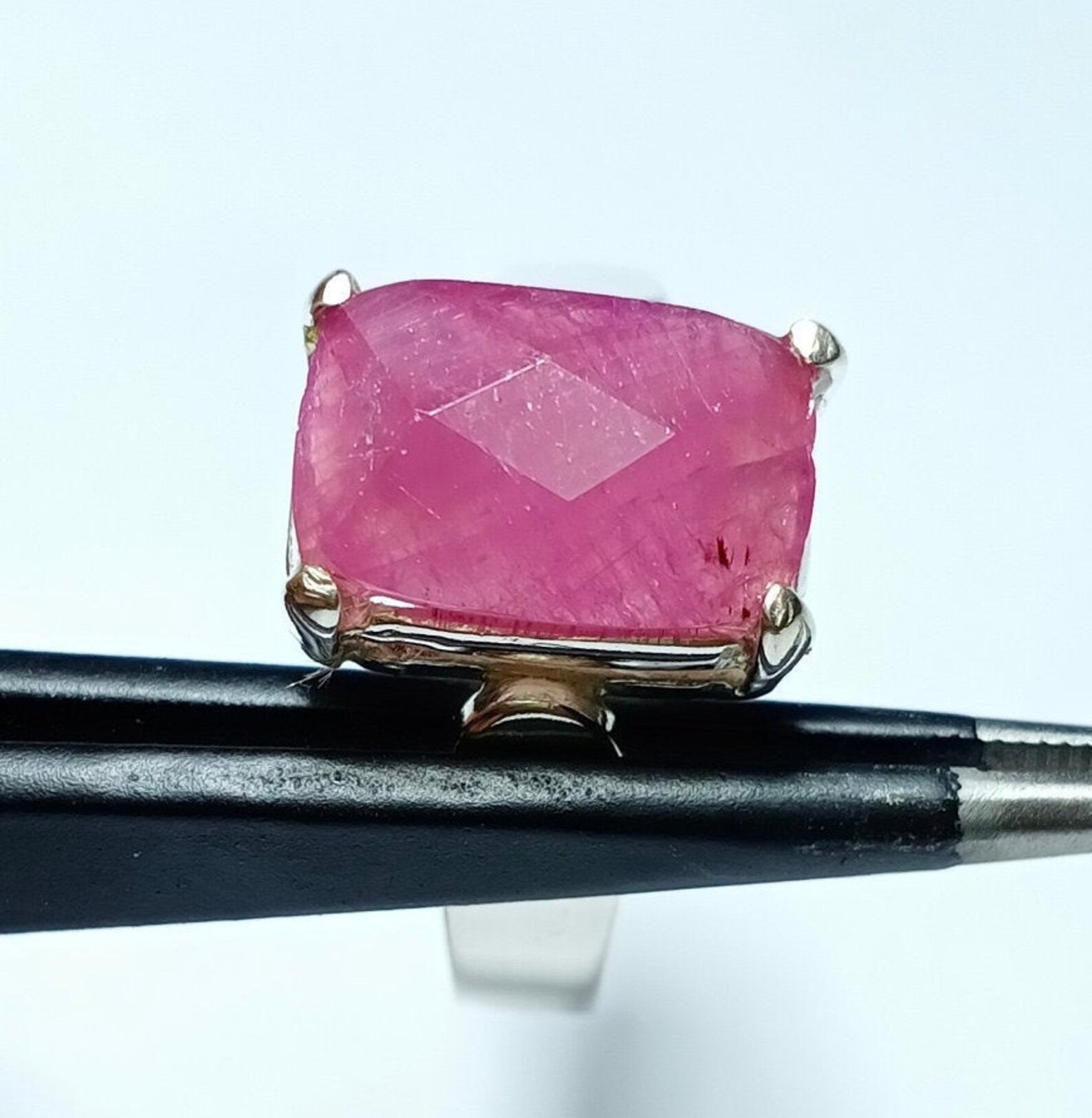 4,48 Gramm Schöner Natürlicher Rubin Rose Schliff Silber 925 ...