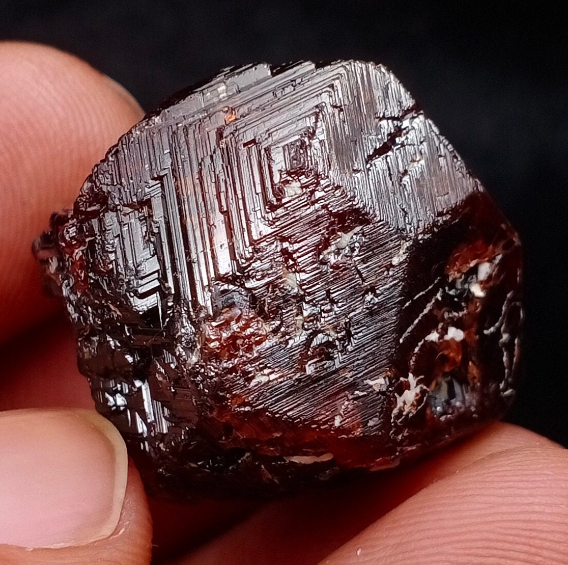 142 Carats Natural Etched Spessartine Garnet Crystal Size272625mm ...