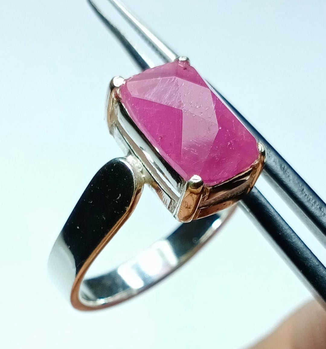 4,48 Gramm Schöner Natürlicher Rubin Rose Schliff Silber 925 ...