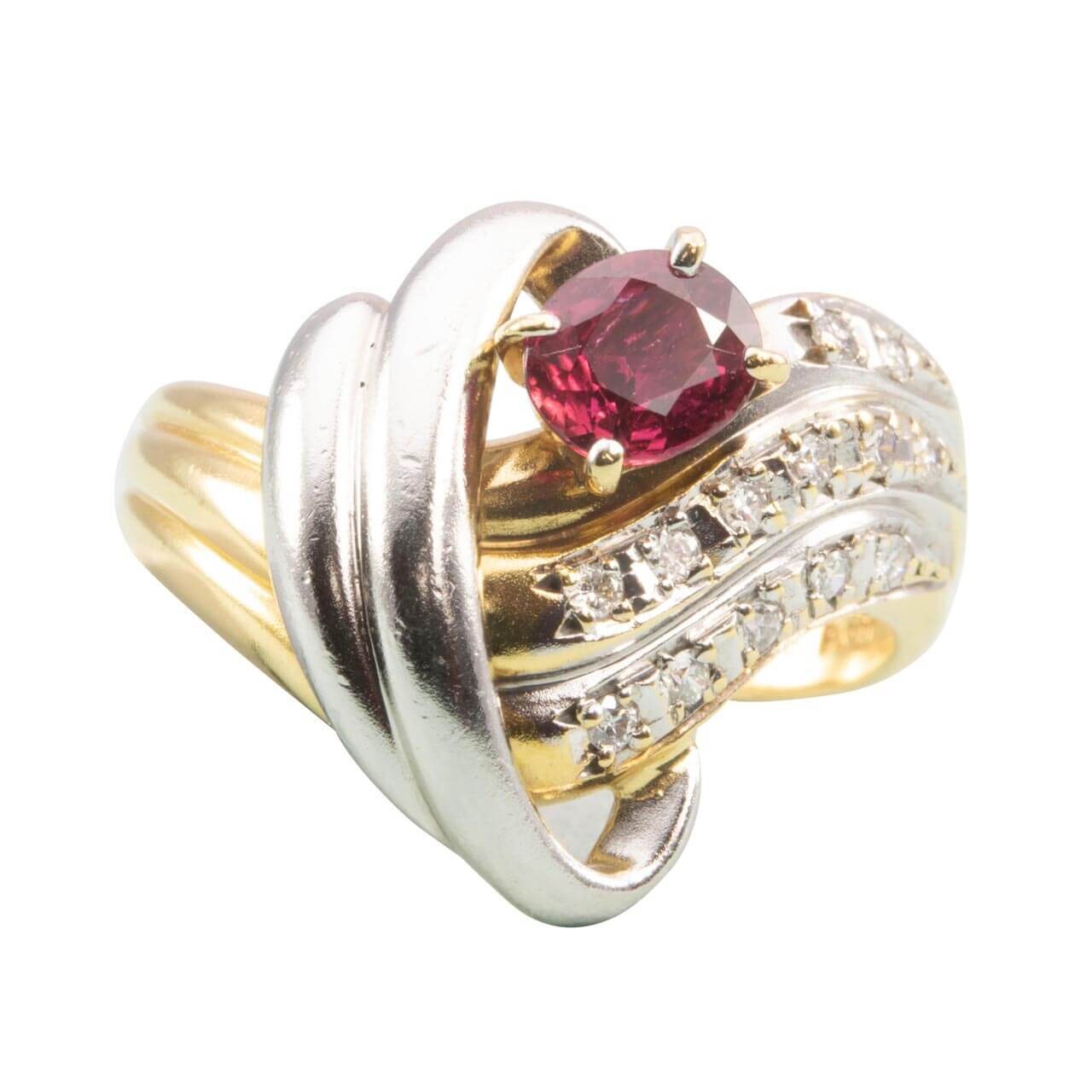 18ct Gold Ruby and Diamond Twist Cocktail Ring 18K Solid - Etsy UK
