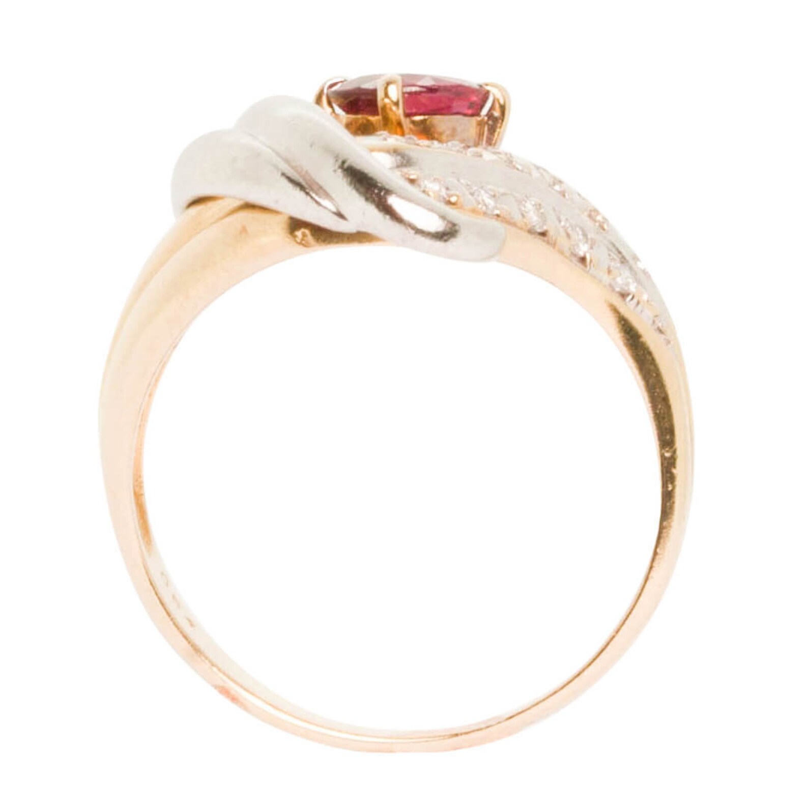 18ct Gold Ruby and Diamond Twist Cocktail Ring 18K Solid - Etsy UK