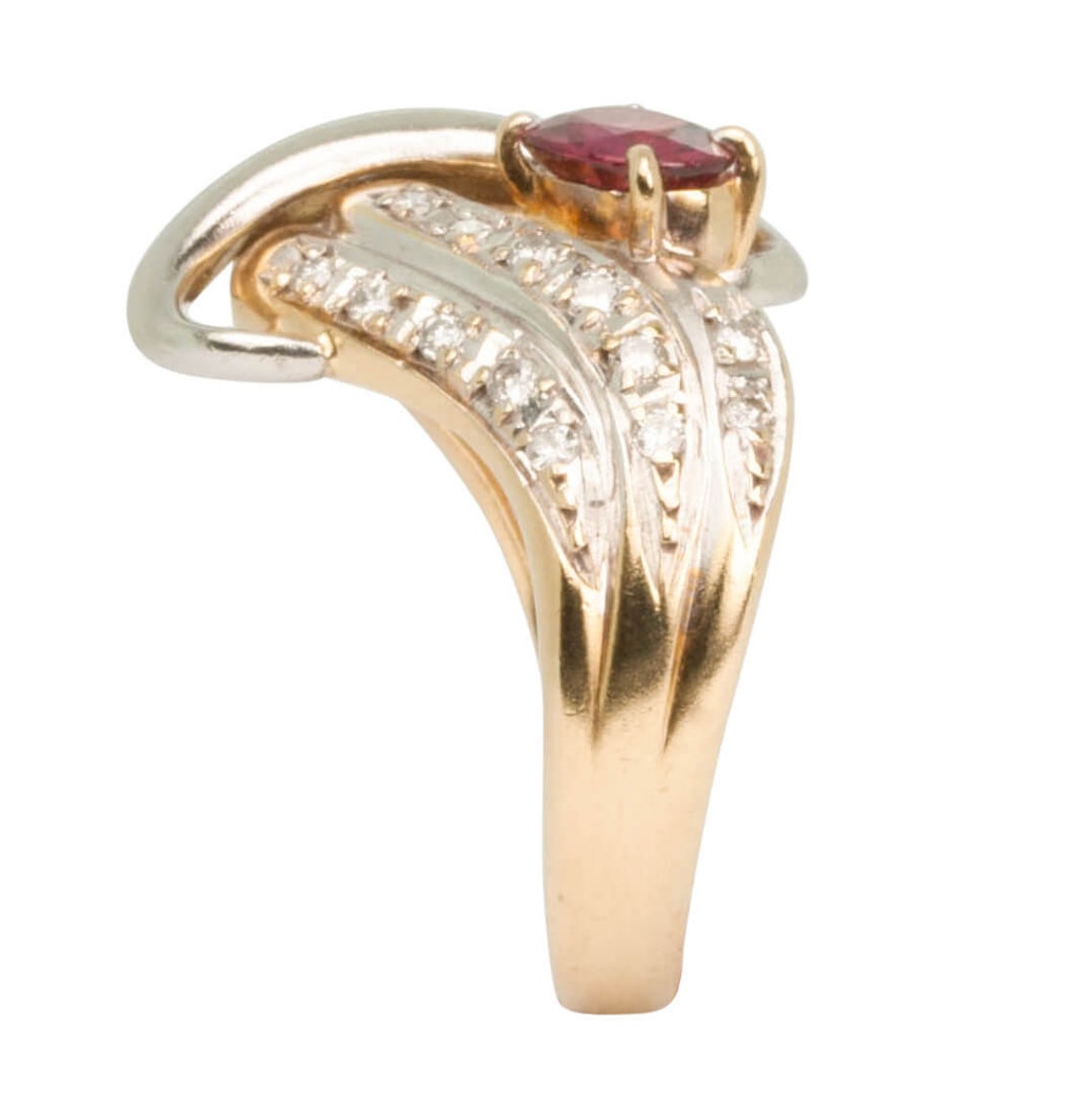 18ct Gold Ruby and Diamond Twist Cocktail Ring 18K Solid - Etsy UK