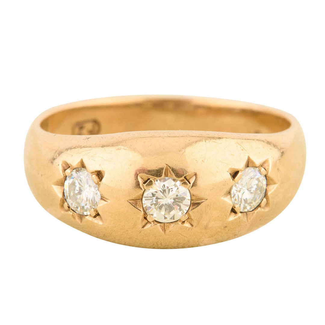 9ct Gold 3 Stone Diamond Gypsy Ring 0.66 Carat - Etsy