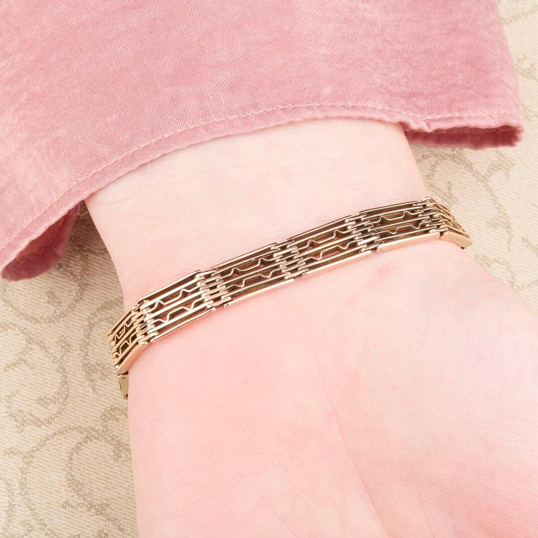 Vintage 9ct Gold Fancy Gate Bracelet | 1930s to 1940s Solid Gold ...