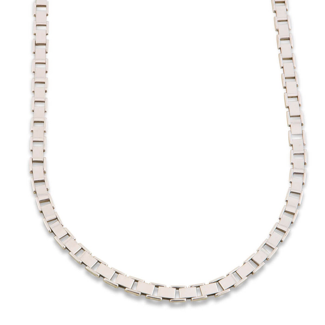 9ct White Gold Flat Link Chain Necklace - Etsy