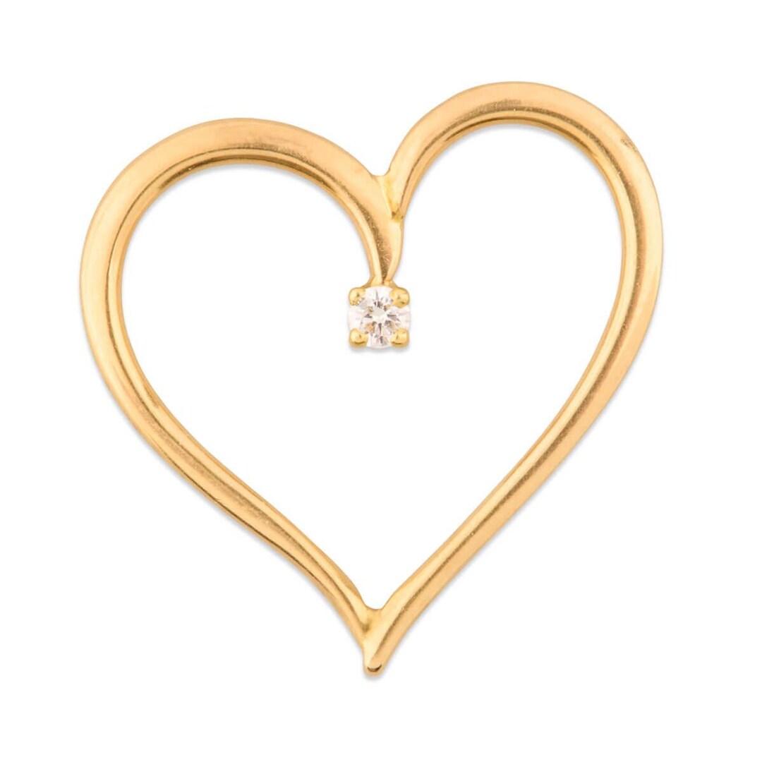 Second Hand 18ct Gold Floating Heart Diamond Pendant | Estate 18K ...