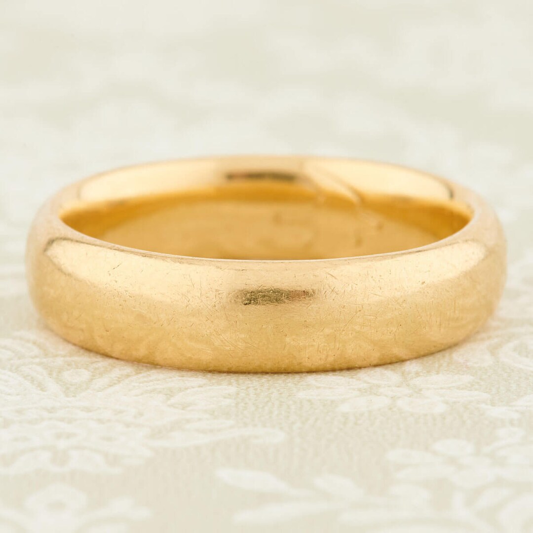 18ct Gold Men's Wedding Ring 18k Gold Court Wedding Band Heavy Wedding ...