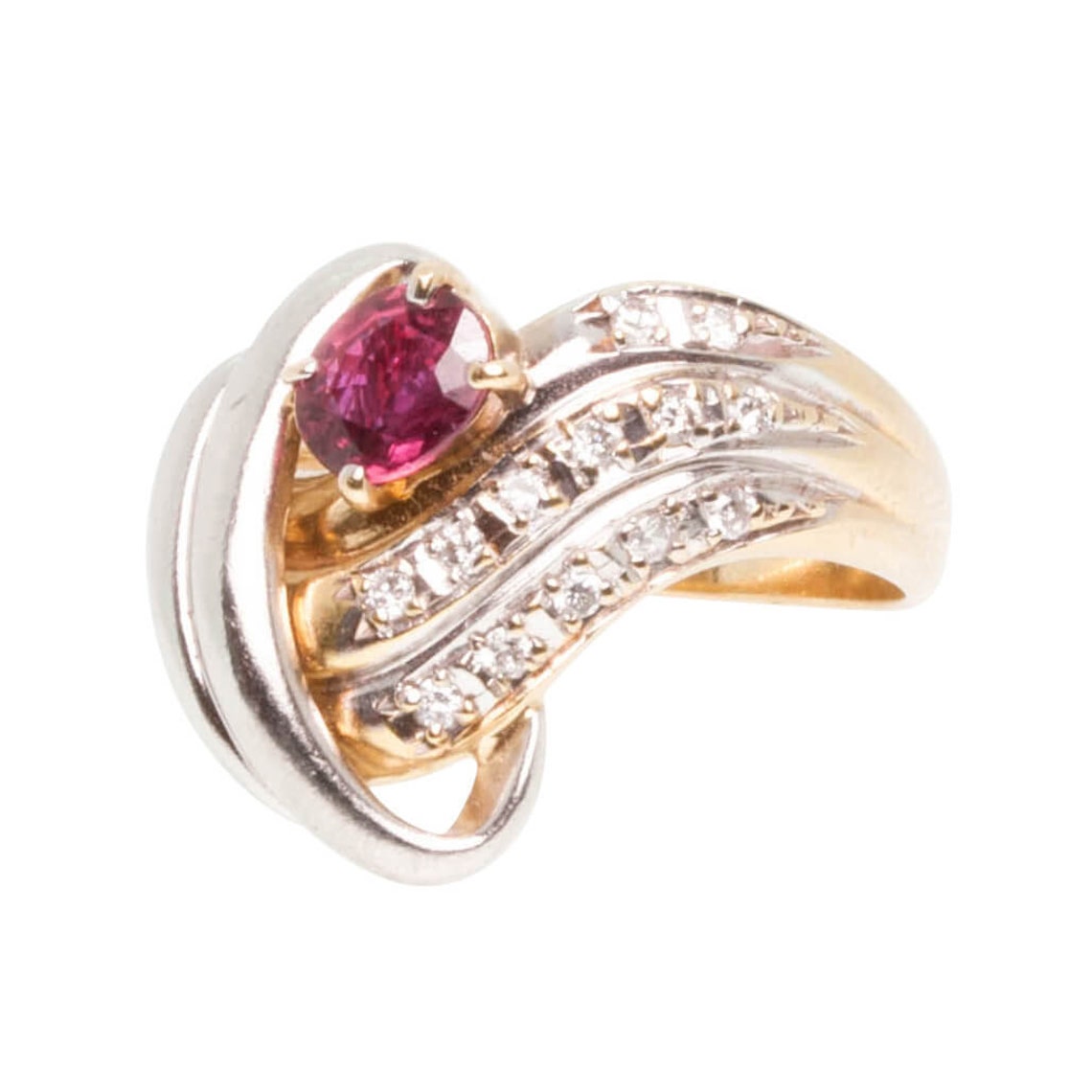 18ct Gold Ruby and Diamond Twist Cocktail Ring 18K Solid - Etsy UK