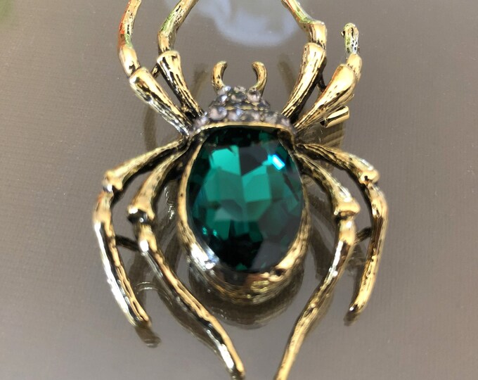 Large Green Spider Brooch Spider Brooch Green Spider - Etsy