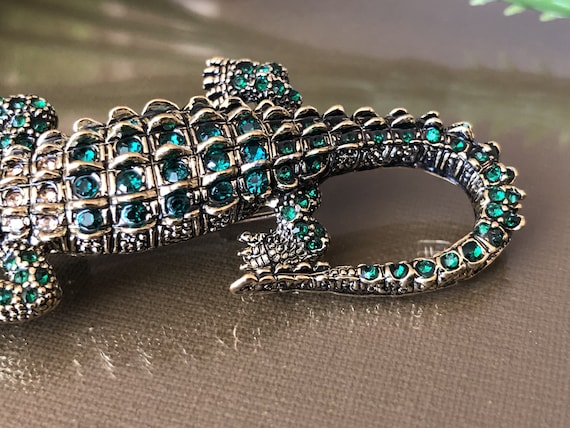 Large Alligator Brooch or Pendant, Crystal Alligator … - Gem