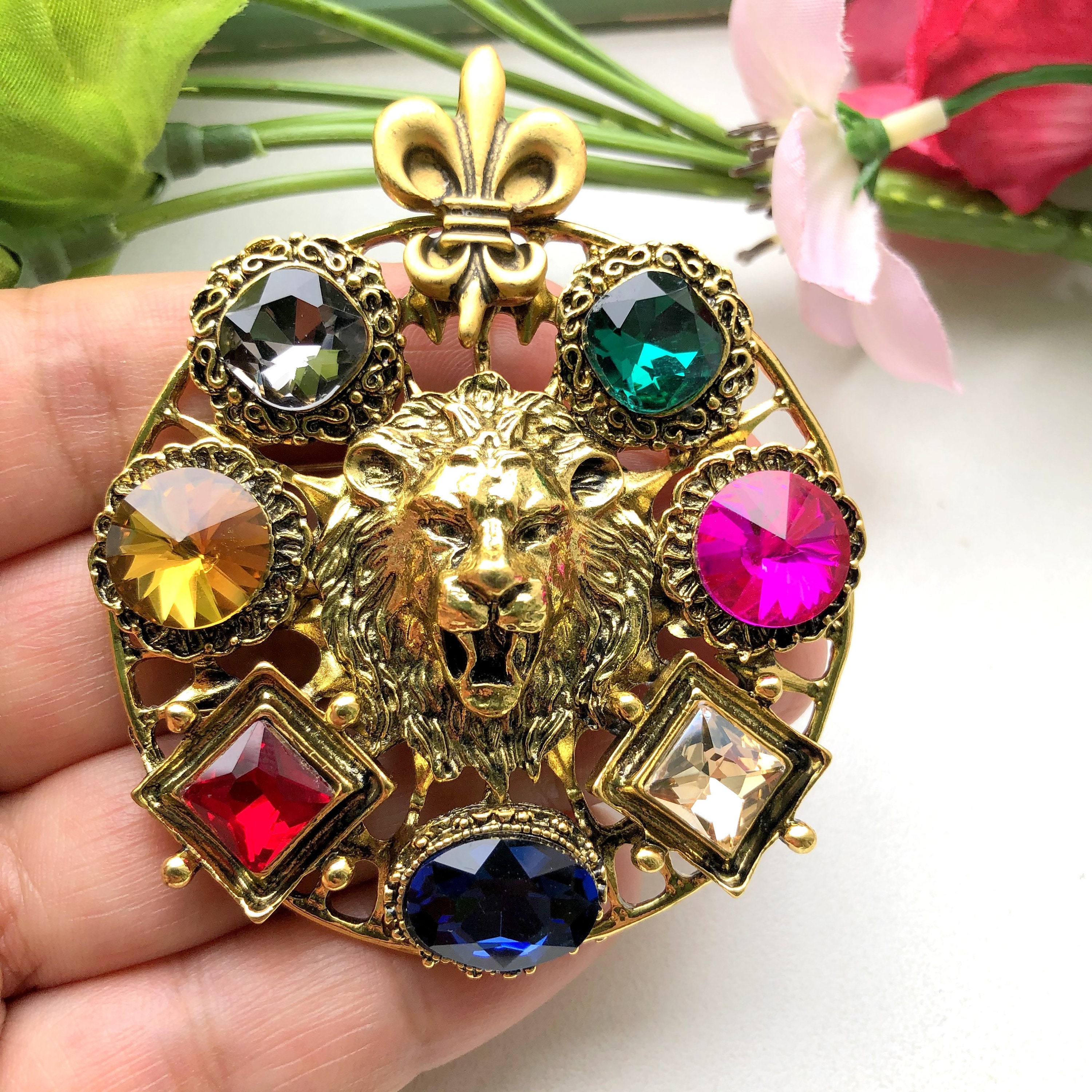 Lion Head Brooch Vintage Jewellery Lion Pin Gold Animal - Etsy Canada