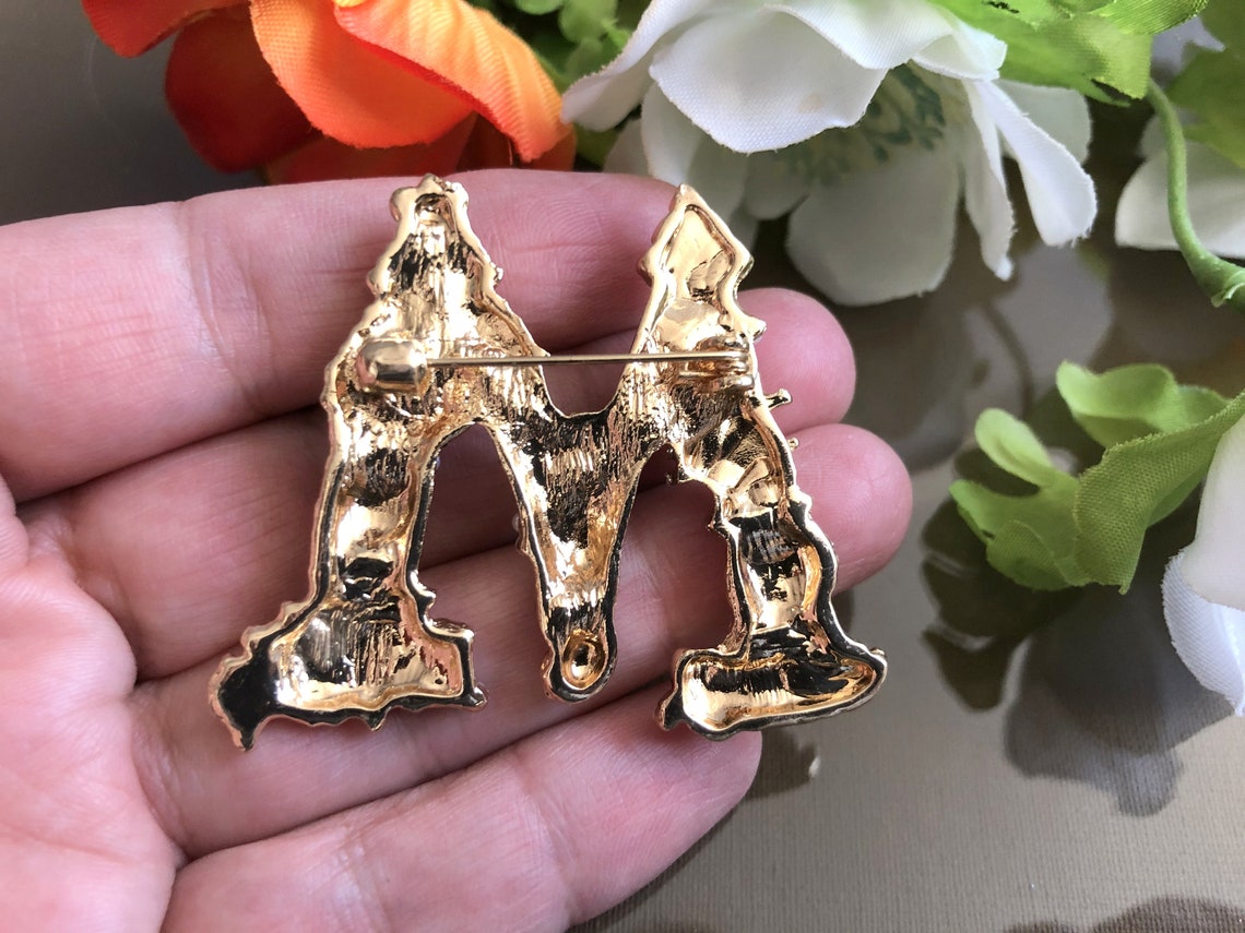 Letter M Brooch Pin Initial Monogram Brooch Large Brooch - Etsy
