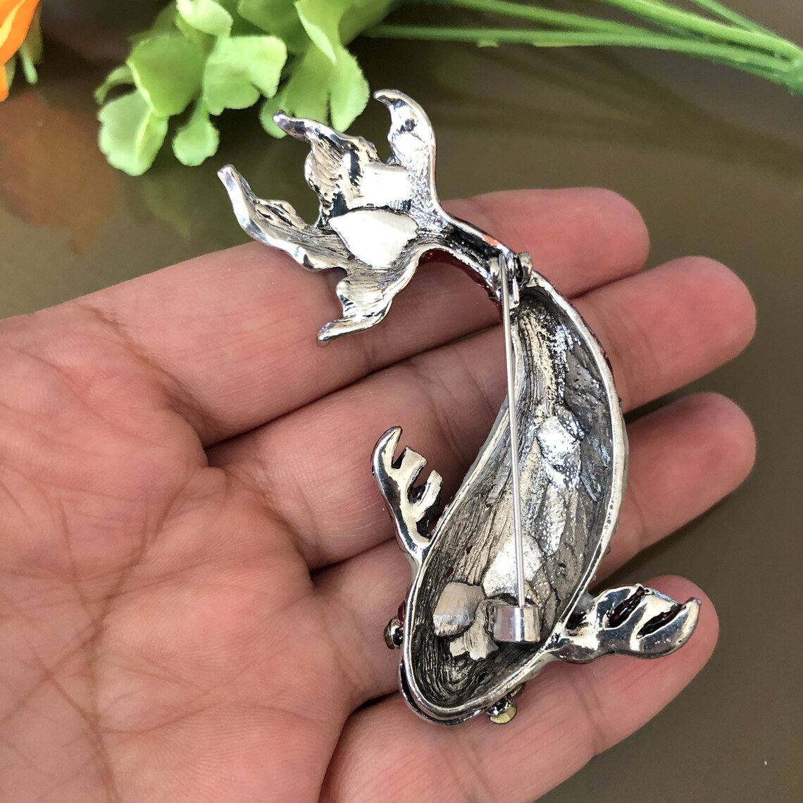 Koi Fish Brooch Pin Fish Brooch Big Fish Brooch Dark Red - Etsy