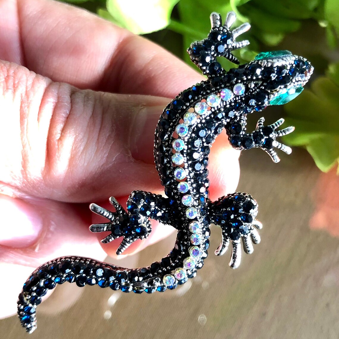 Rhinestone Lizard Brooch Pendant: Vintage Style Reptile Jewelry - Etsy
