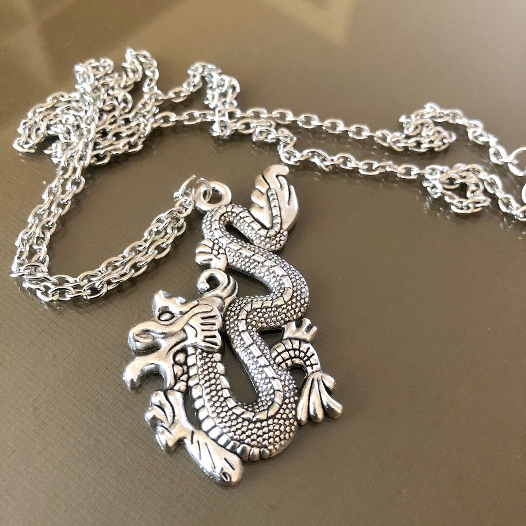 Dragon Chain Necklace, Dragon Jewelry, Dragon Pendant, Minimal Jewelry ...