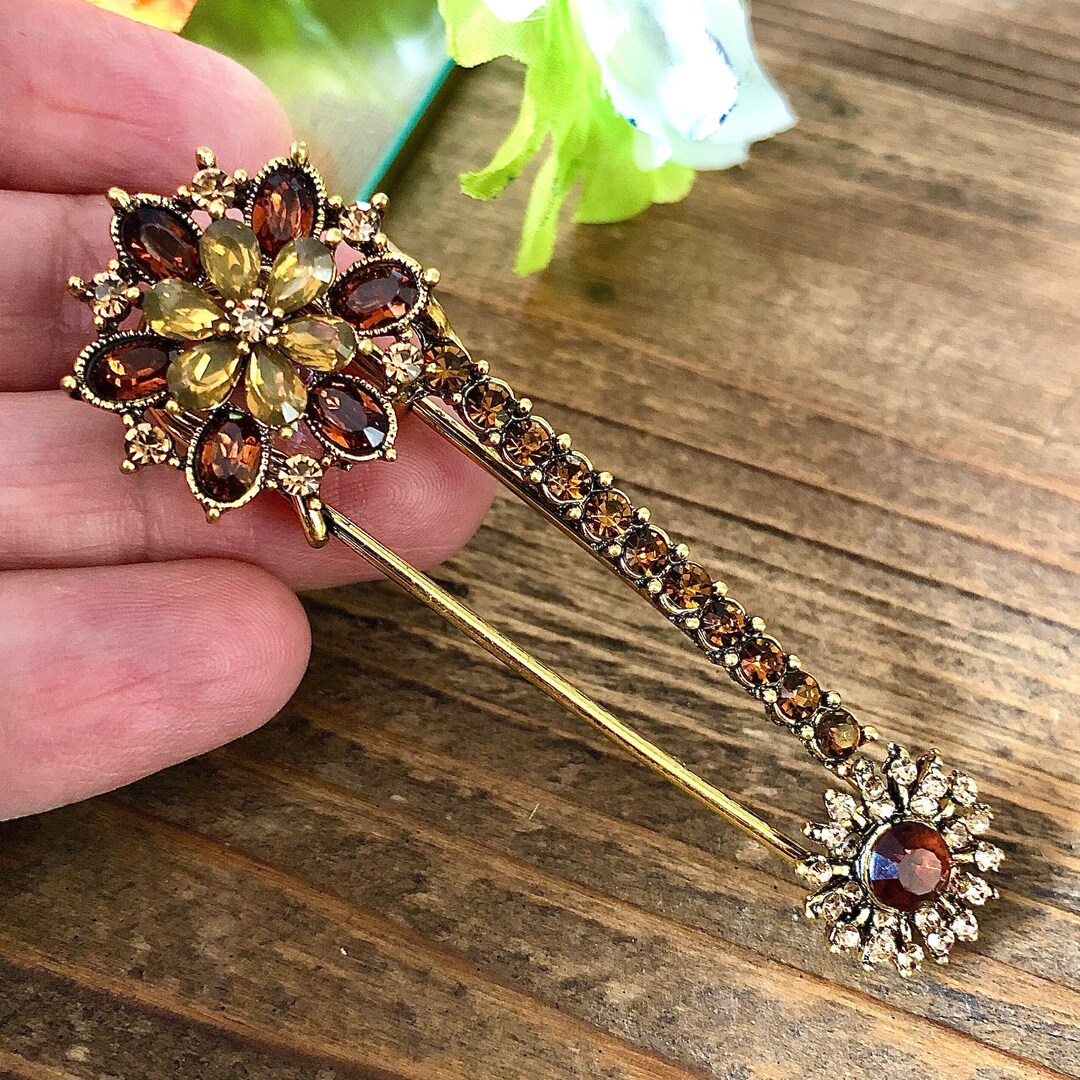 Art Deco Crystal Rhinestone Safety Pin Brooch for Clothing ...