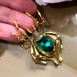 Large Green Spider Brooch, Spider Brooch, Green Spider Jewelry, Spider ...