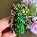 Enamel Rhinestone Beetle Brooch: Vintage Style Green Insect Pin - Etsy