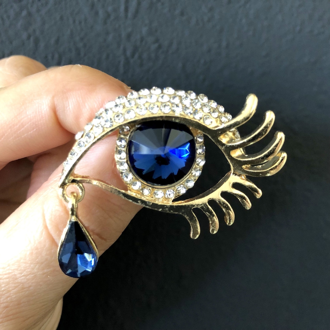 Blue Eye Crystal Rhinestone Brooch Pin Dali's Eye Brooch - Etsy