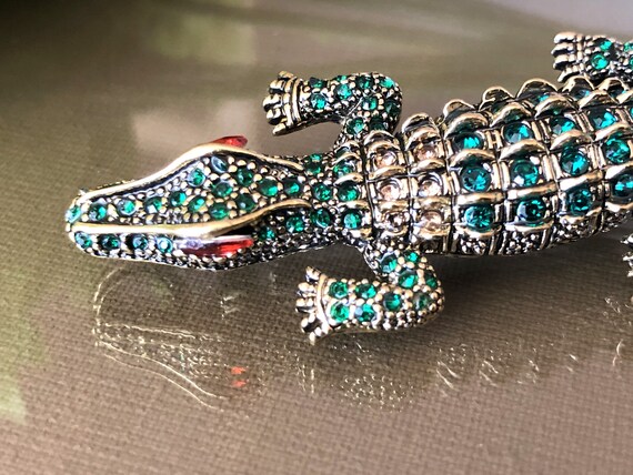 Large Alligator Brooch or Pendant, Crystal Alligator … - Gem
