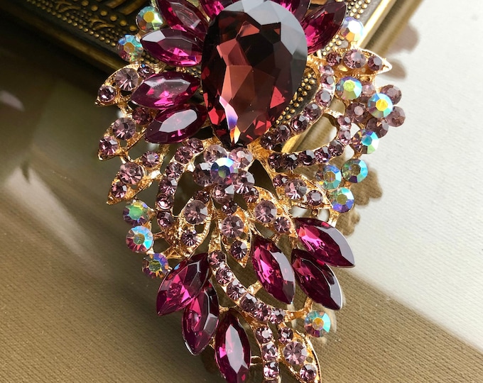 Large Crystal Rhinestone Pin Brooch or Pendant, Womens Brooch Pin ...