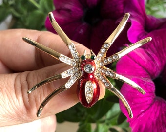 Large Green Spider Brooch, Spider Brooch , Green Spider Jewelry, Spider ...
