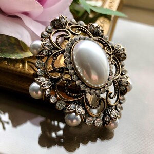Large Brooch Pin, Pearl Brooch, Rhinestone Brooch, Pearl Jewelry - Etsy