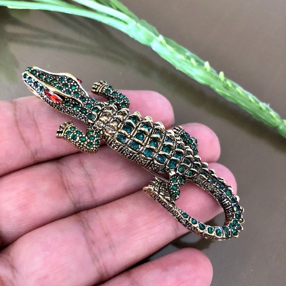 Large Alligator Brooch or Pendant, Crystal Alligator … - Gem