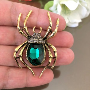 Large Green Spider Brooch, Spider Brooch , Green Spider Jewelry, Spider ...