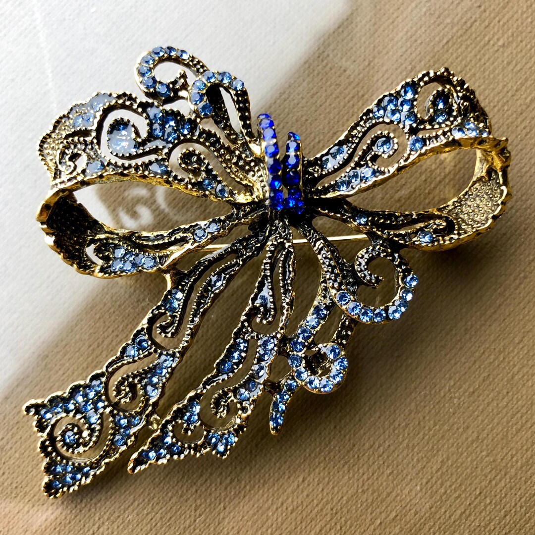 Rhinestone Bow Brooch Pin: Vintage Style Scarf Accessory - Etsy