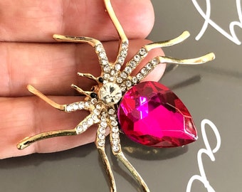 Large Green Spider Brooch, Spider Brooch , Green Spider Jewelry, Spider ...