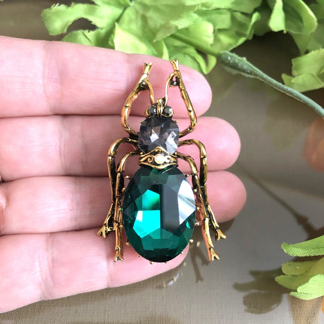 Large Green Spider Brooch, Spider Brooch , Green Spider Jewelry, Spider ...