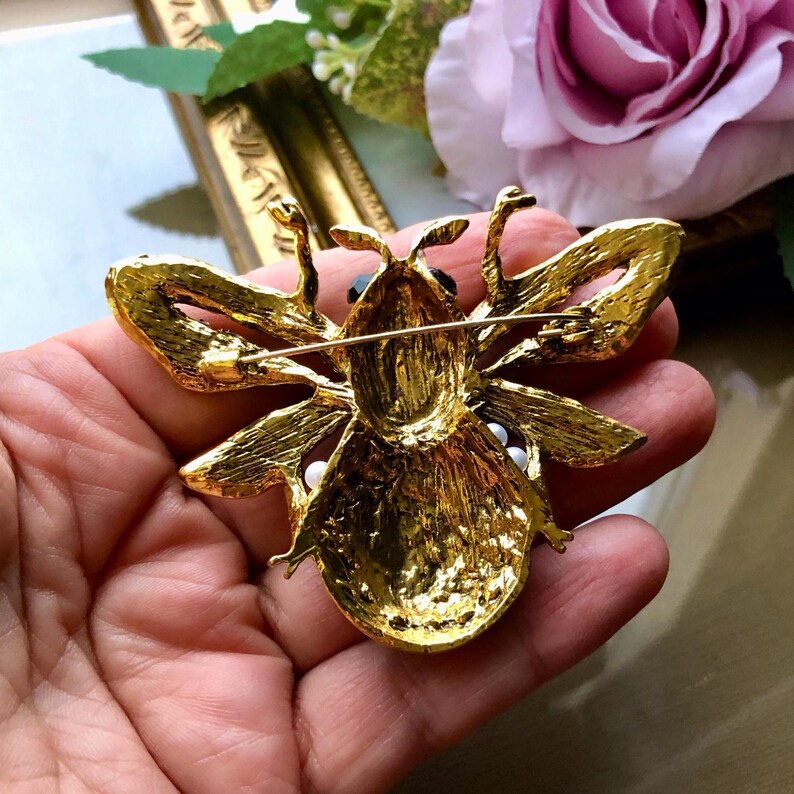 Large Bumble Bee Brooch: Rhinestone Wasp Pin, Vintage Style Jewelry - Etsy