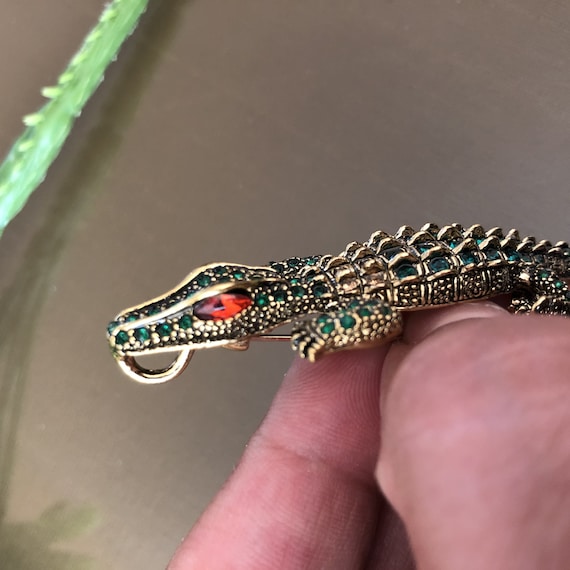 Large Alligator Brooch or Pendant, Crystal Alligator … - Gem