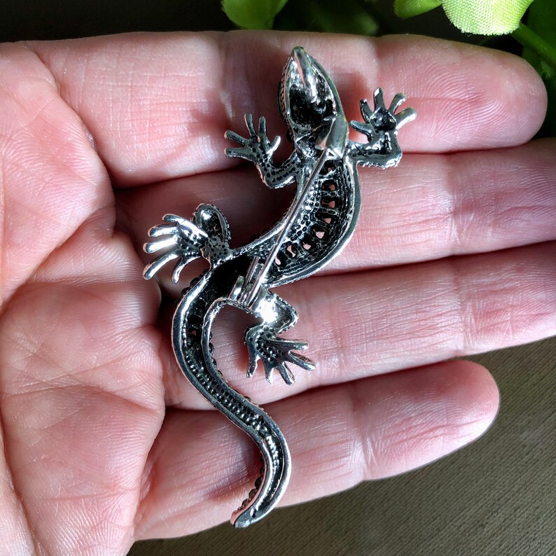 Rhinestone Lizard Brooch Pendant: Vintage Style Reptile Jewelry - Etsy
