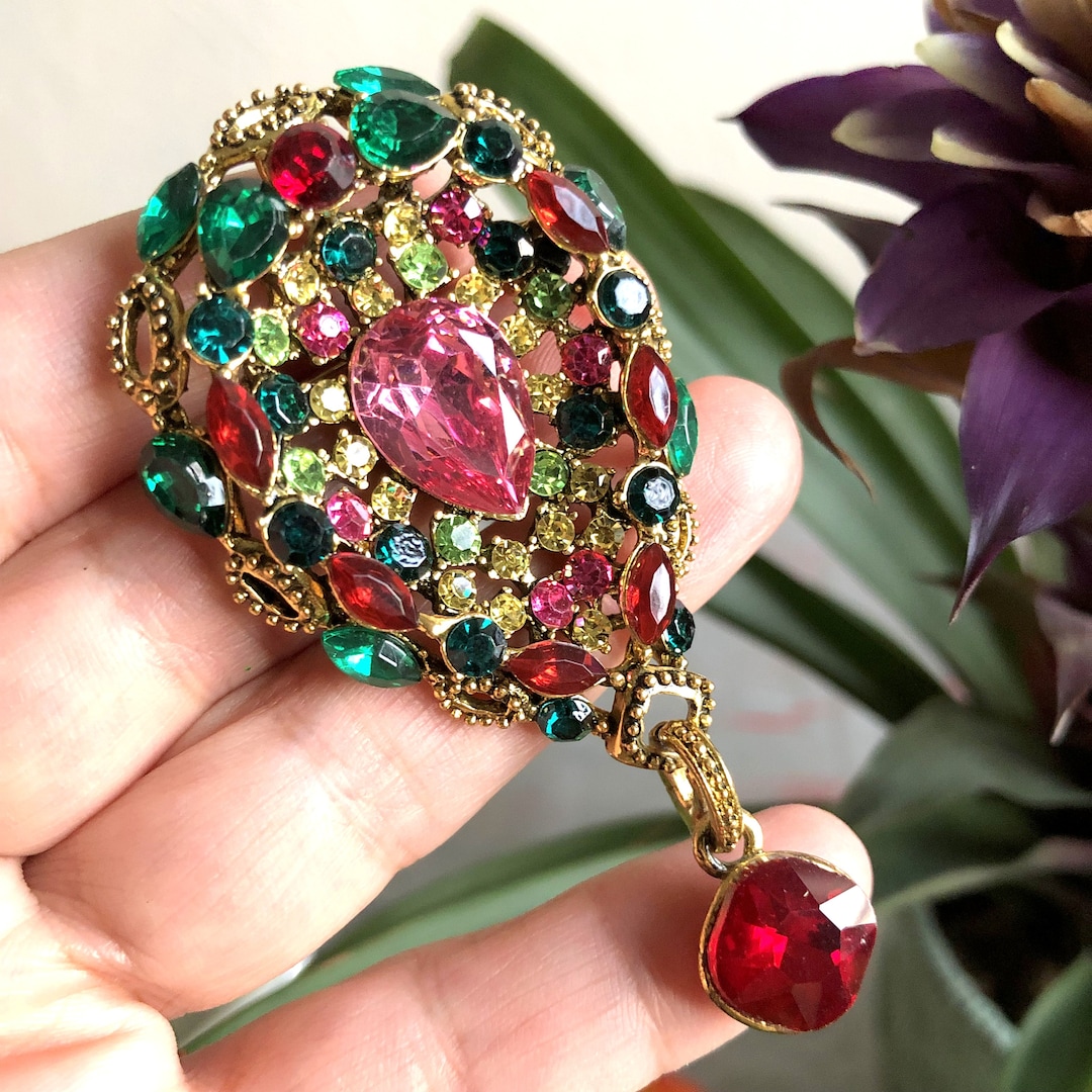 Crystal Rhinestone Brooch or Pendant Rainbow Brooch Pin - Etsy