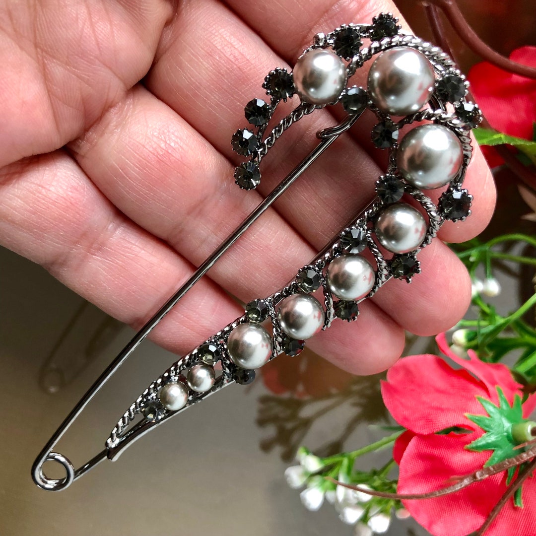 Large Safety Pearl Brooch Pin, Vintage Style Jewelry, Vintage Style ...