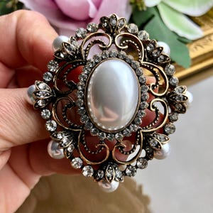Large Brooch Pin, Pearl Brooch, Rhinestone Brooch, Pearl Jewelry - Etsy