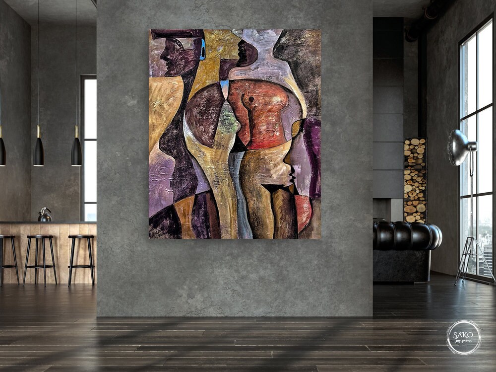 Human Abstract Painting Large Abstract Acrylic Painting on - Etsy