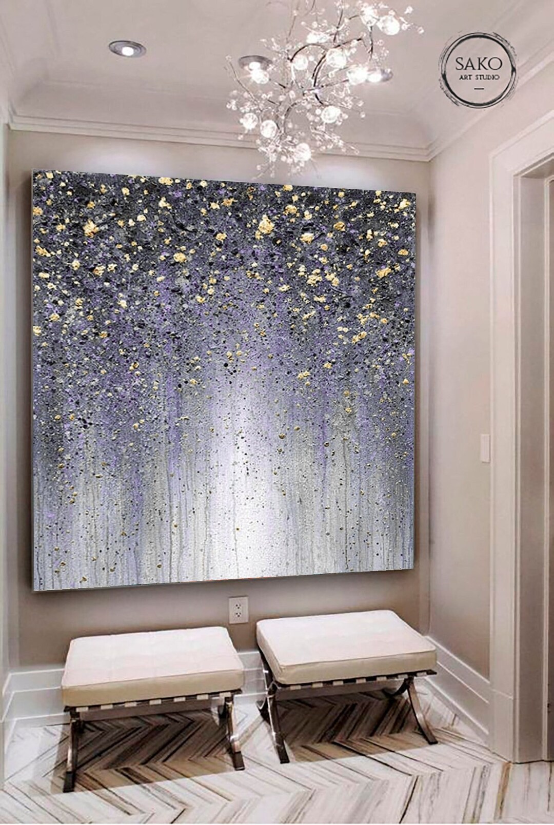 Modern Abstract Starry Sky Painting Oversized Abstract Painting on ...