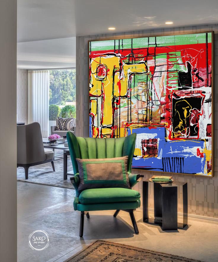 Large Painting Abstract Colorful Art Oversize Painting Acrylic - Etsy