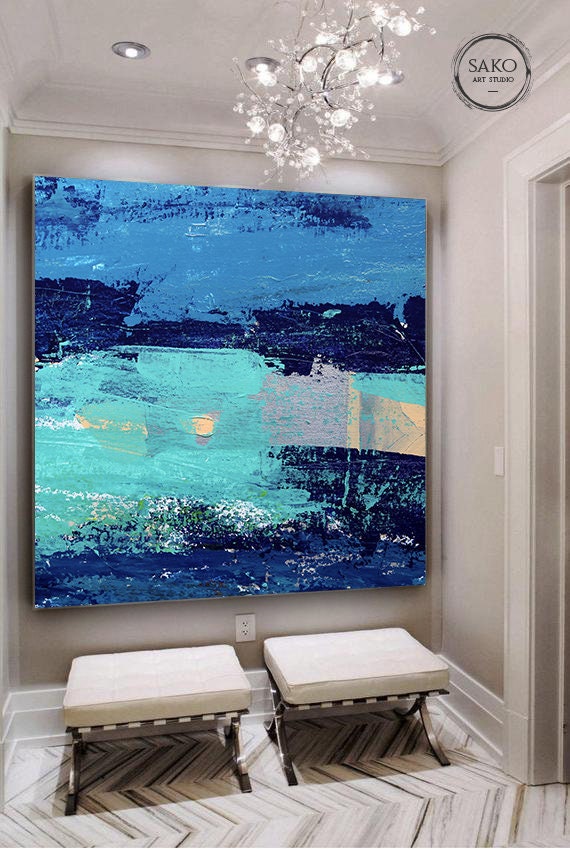 Blue Painting / Seascape Painting / Large Original Abstract | Etsy