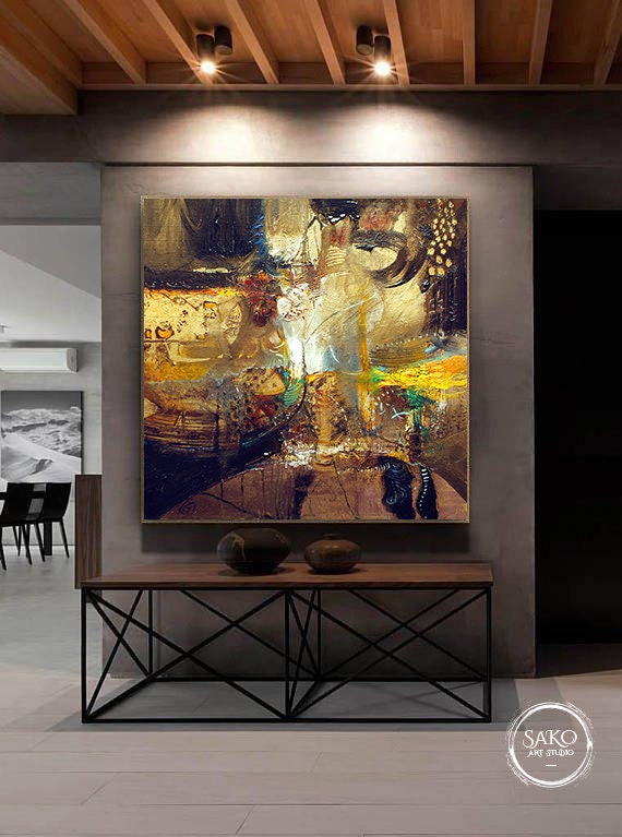 Abstract Painting Original Large Gold Painting Contemporary Art ...