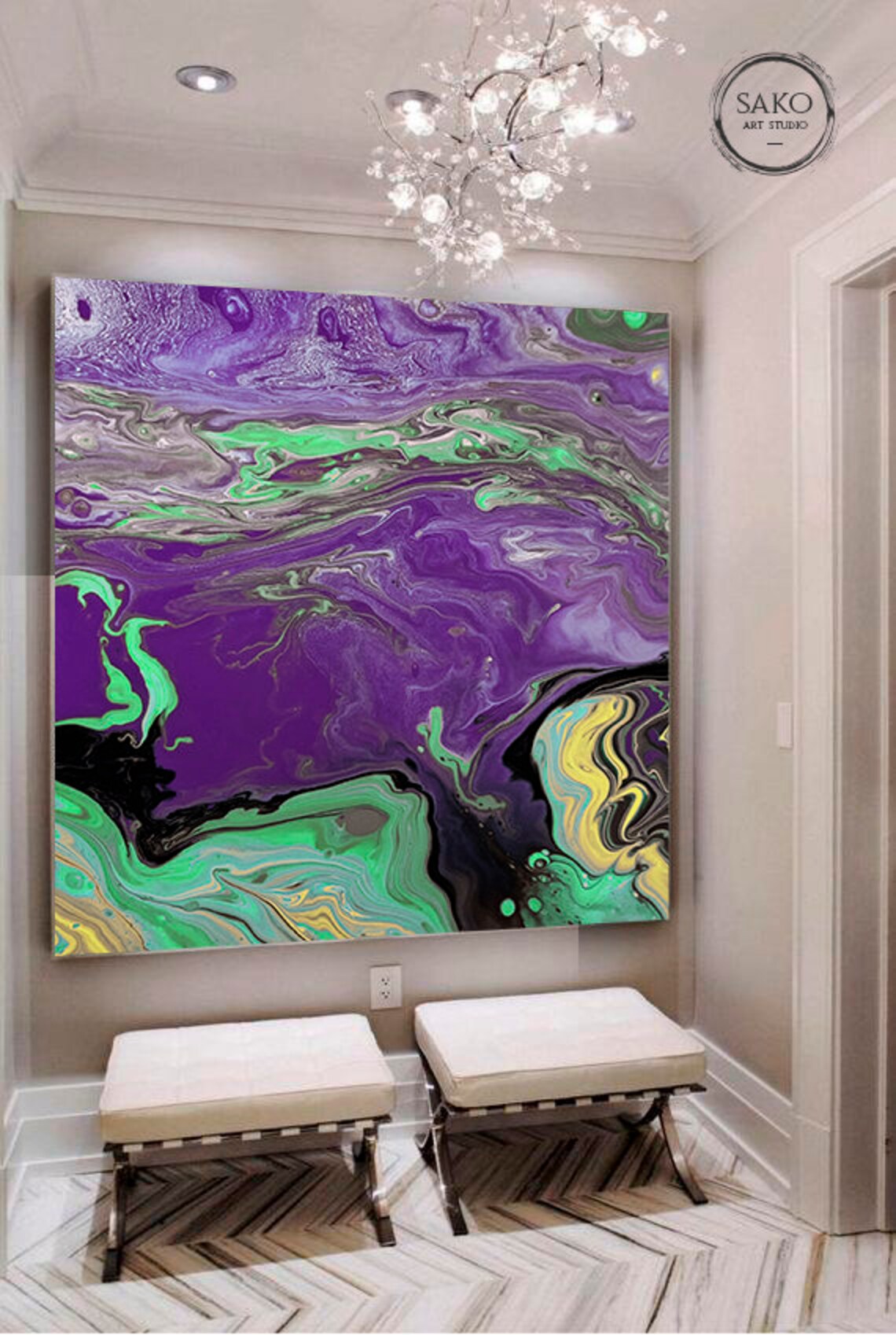 Large Canvas Painting / Oversize Painting / Green Painting / | Etsy