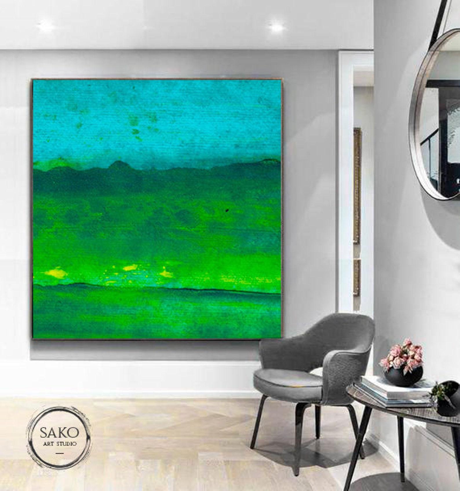 Green Painting / Landscape Painting / Large Original Abstract | Etsy