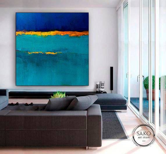 Blue Painting / Seascape Painting / Large Original Abstract Painting ...