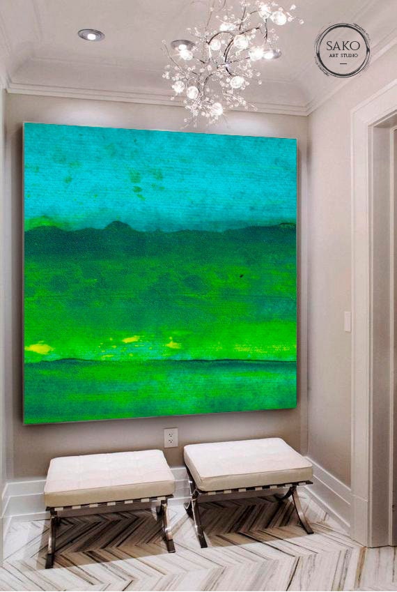 Green Painting / Landscape Painting / Large Original Abstract | Etsy