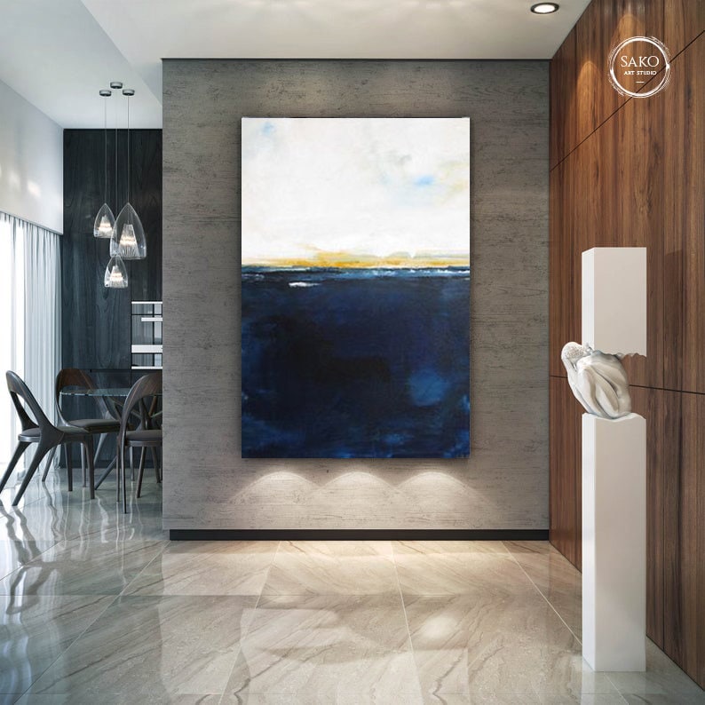 Abstract Painting / Blue Landscape Painting / Large Original - Etsy